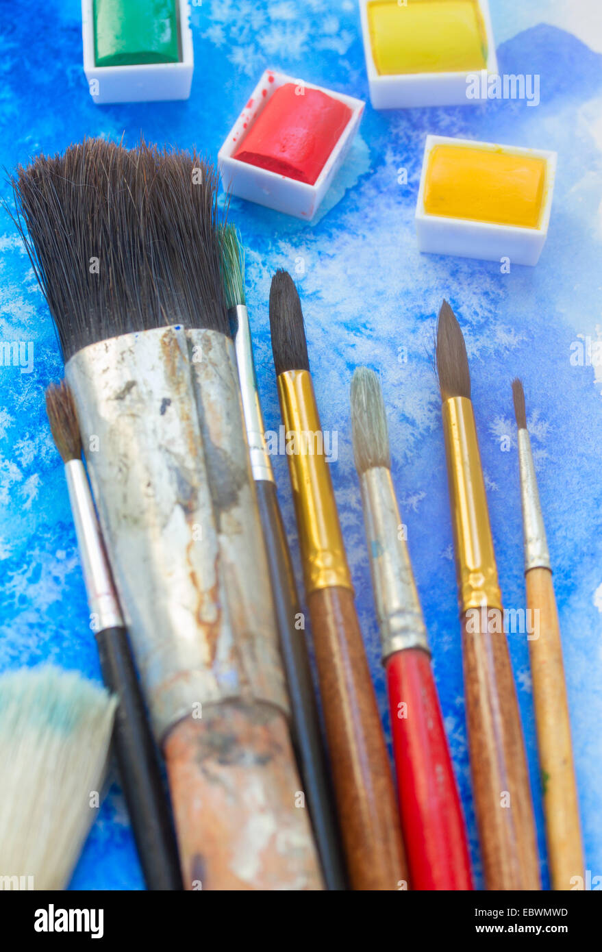 paints and brushes Stock Photo - Alamy