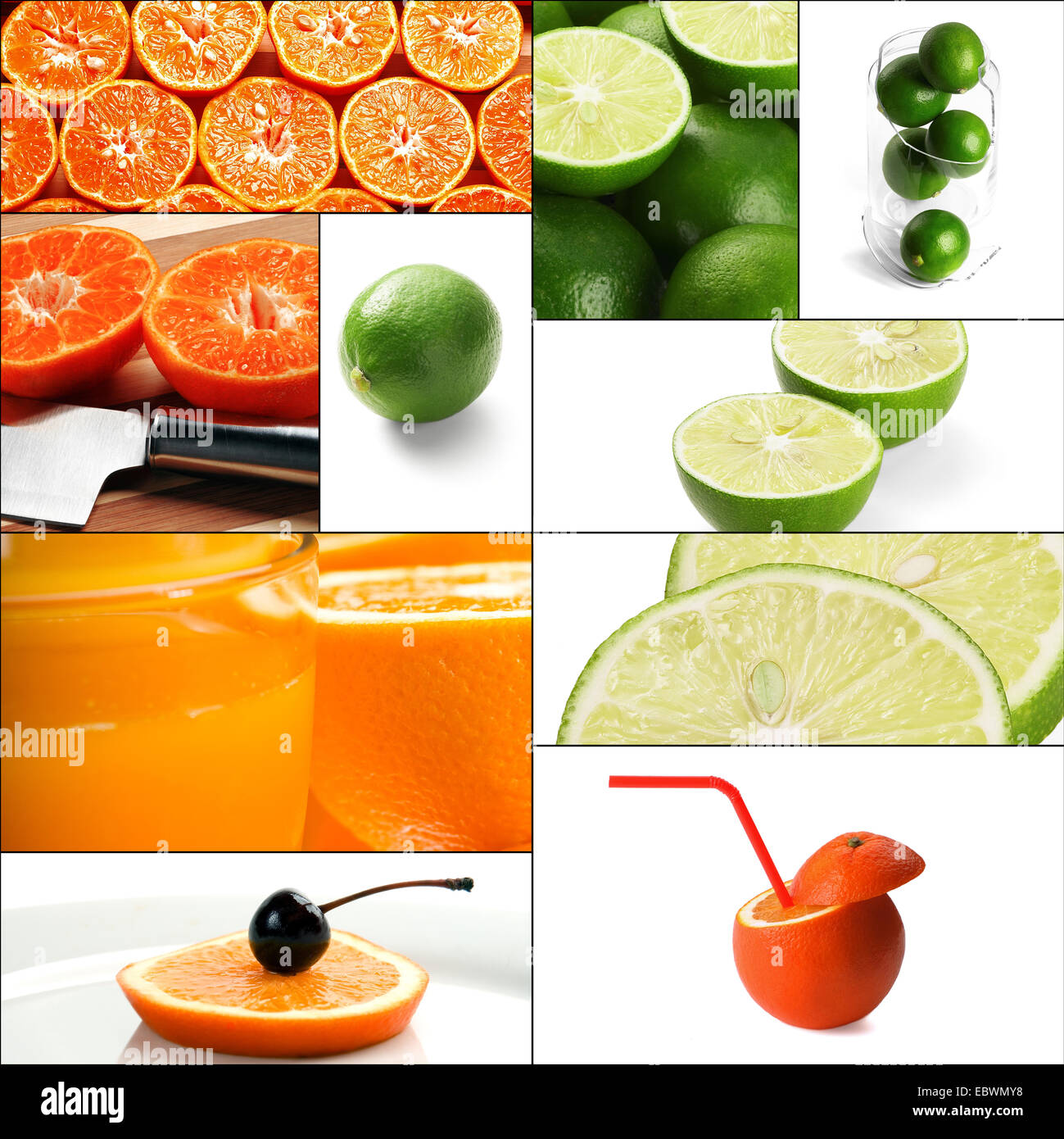 fresh citrus fruits collage composition nested on a square frame Stock ...