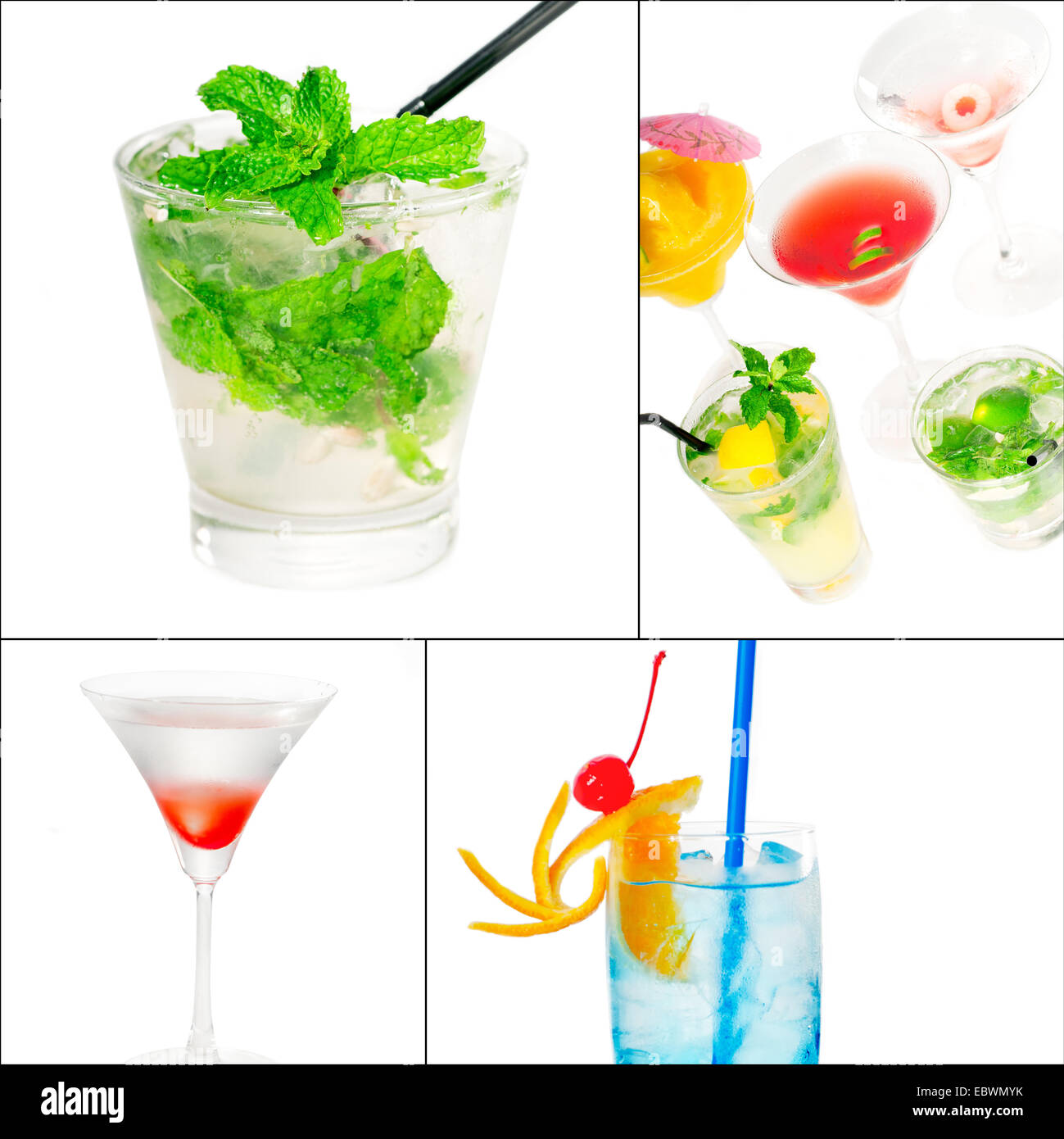 selection of cocktails drinks collage composition nested on a square ...