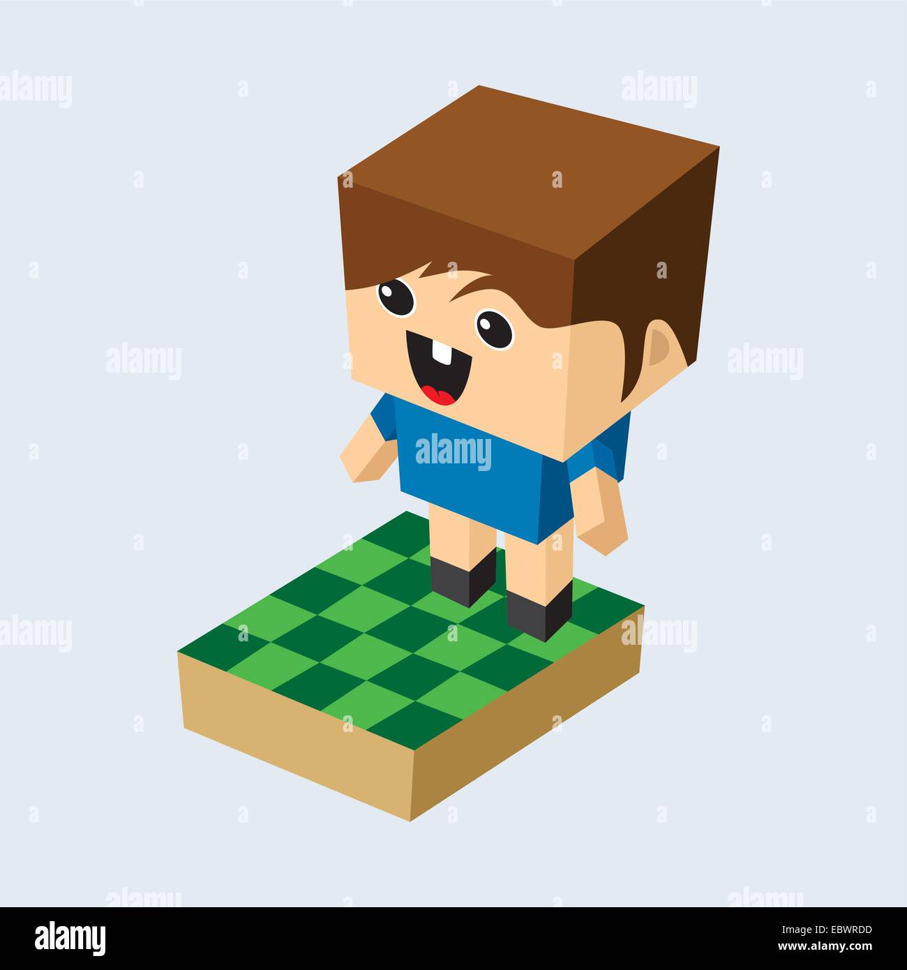 block isometric cartoon character vector illustration Stock Vector ...
