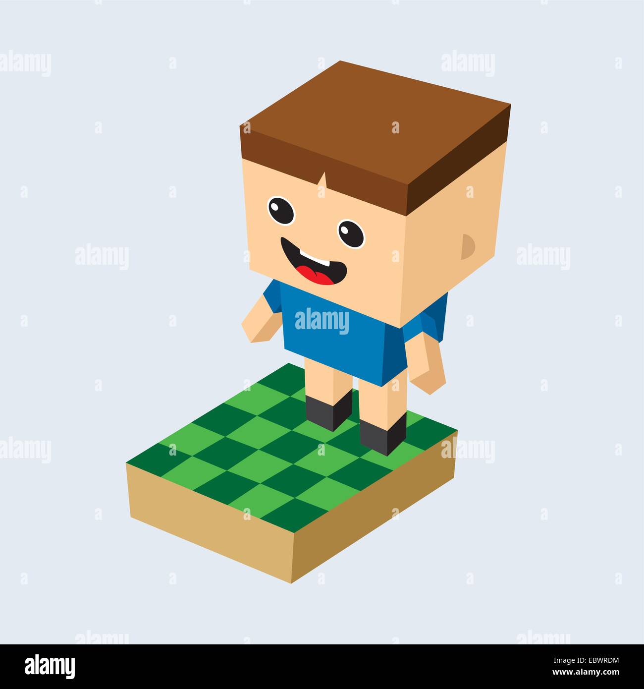 block isometric cartoon character vector illustration Stock Vector ...