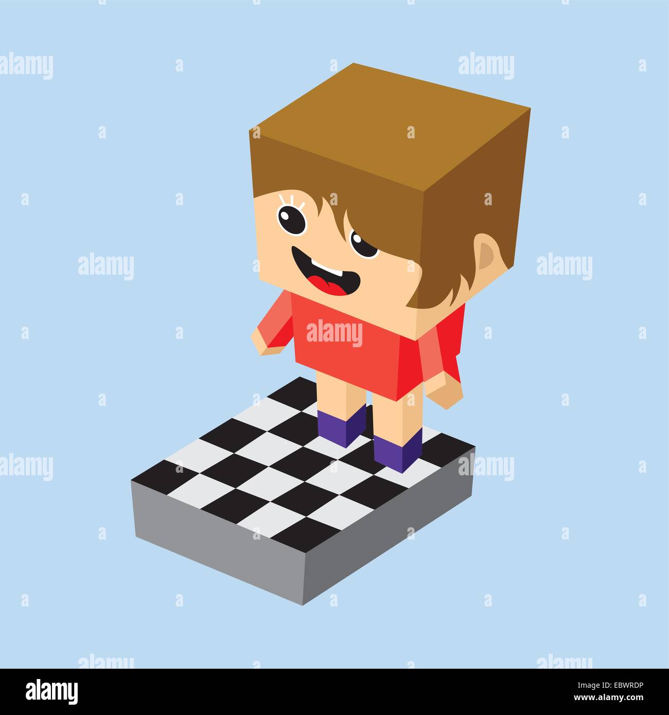 block isometric cartoon character vector illustration Stock Vector ...