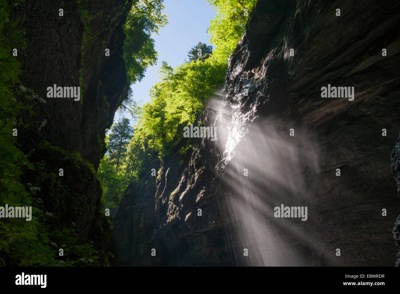Waterfall, Partnachklamm, Garmisch-Partenkirchen, Upper Bavaria ...