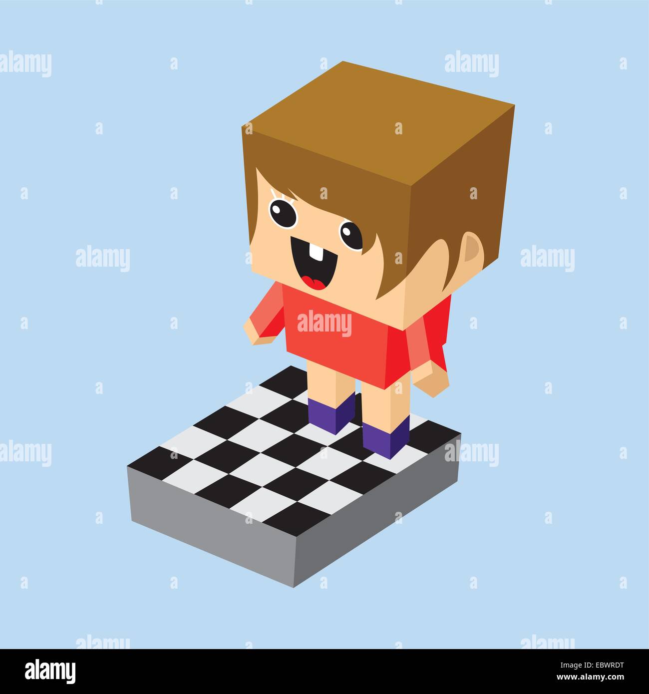 block isometric cartoon character vector illustration Stock Vector ...