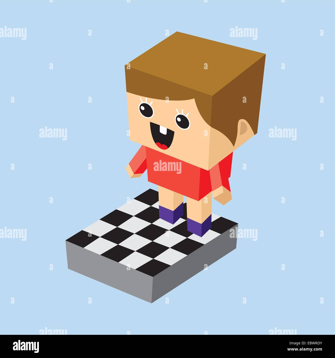 block isometric cartoon character vector illustration Stock Vector ...