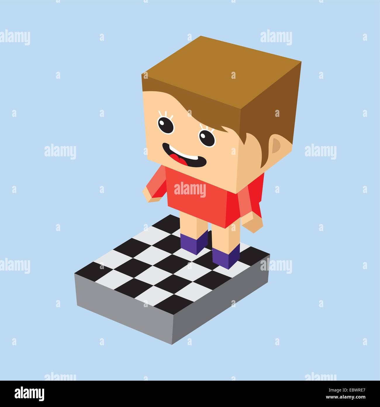 block isometric cartoon character vector illustration Stock Vector ...