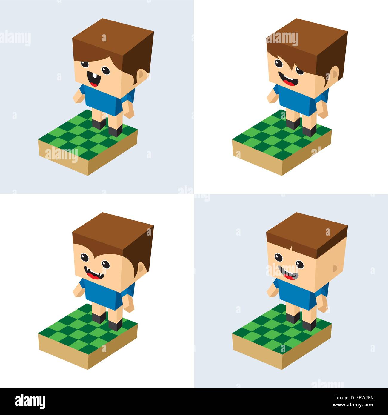 block isometric cartoon character vector illustration Stock Vector ...