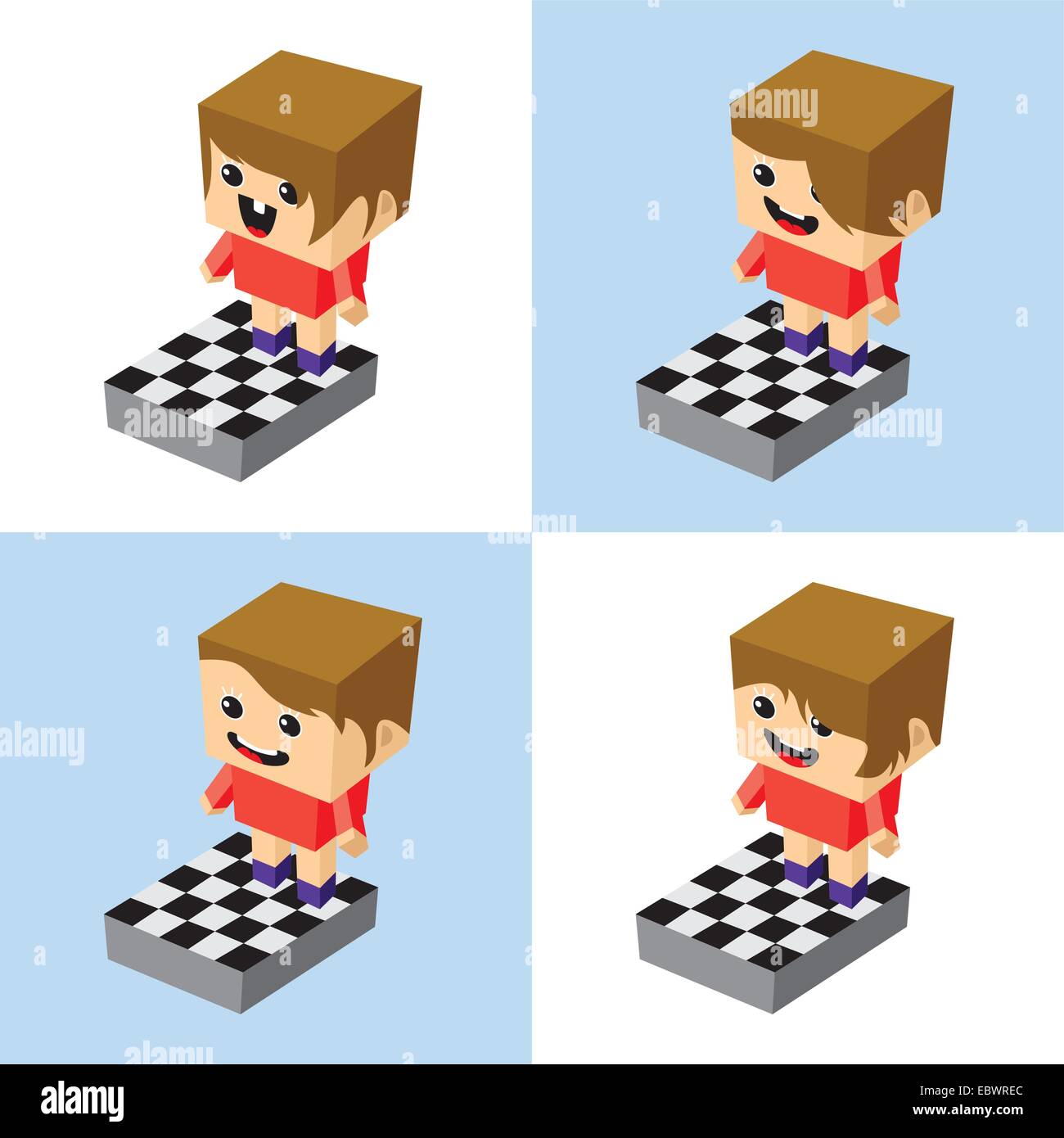 block isometric cartoon character vector illustration Stock Vector ...