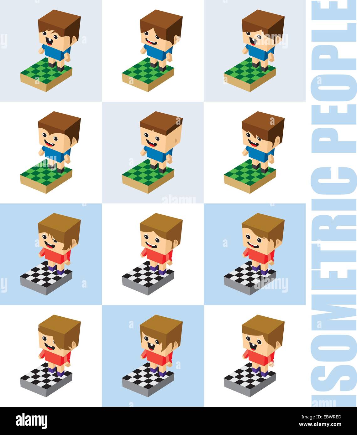 block isometric cartoon character vector illustration Stock Vector ...