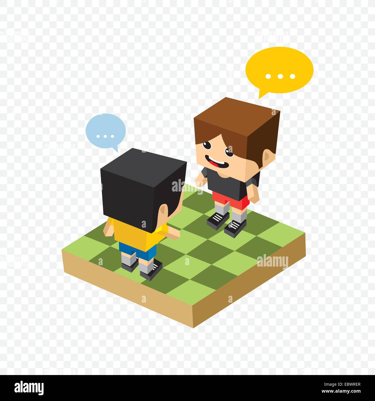 block isometric cartoon character vector illustration Stock Vector ...