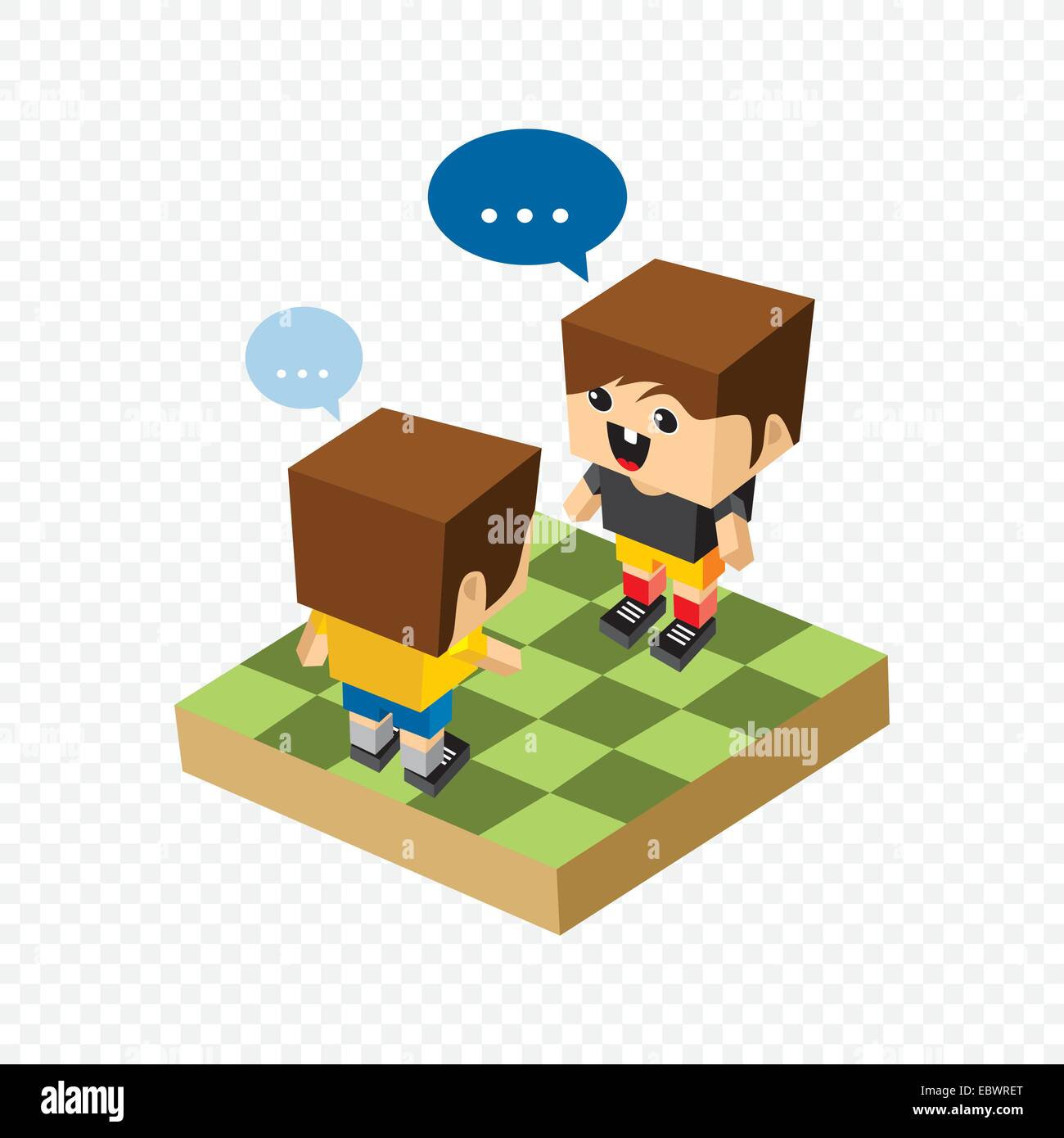 block isometric cartoon character vector illustration Stock Vector ...