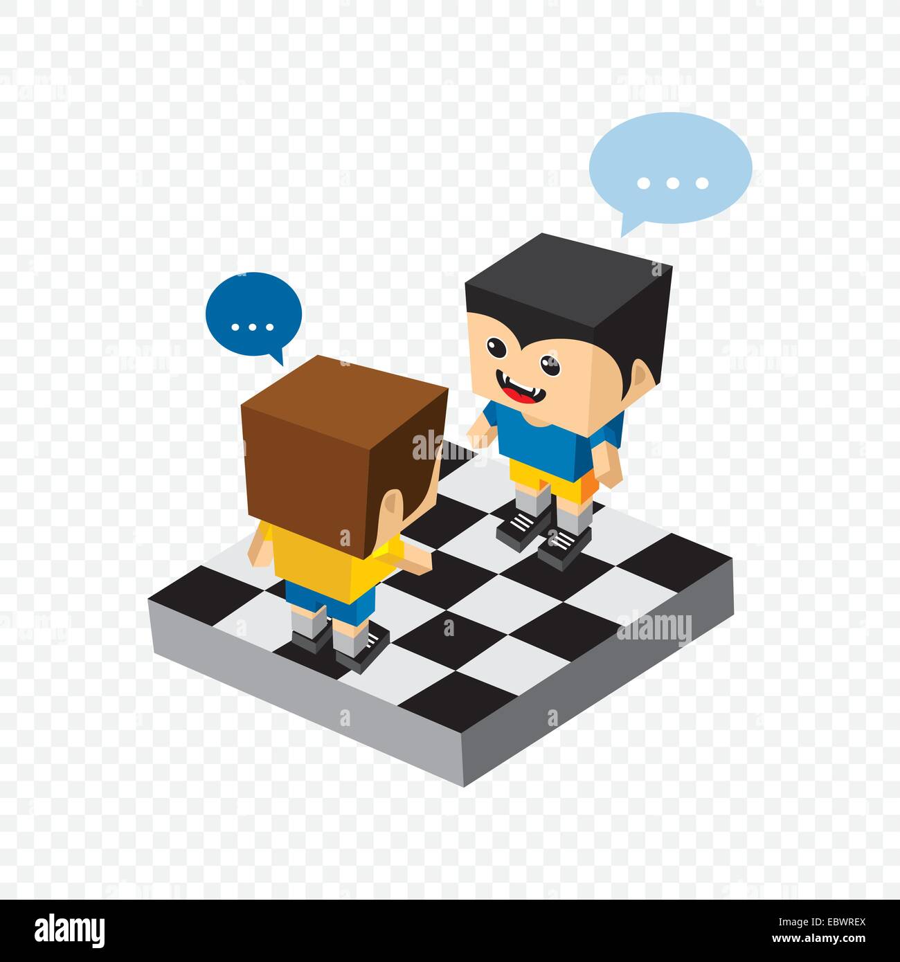 block isometric cartoon character vector illustration Stock Vector ...
