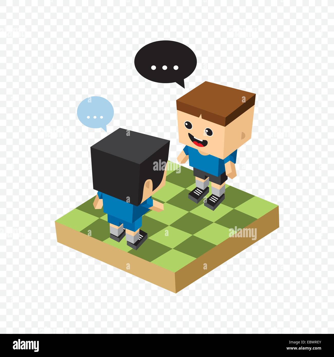block isometric cartoon character vector illustration Stock Vector ...