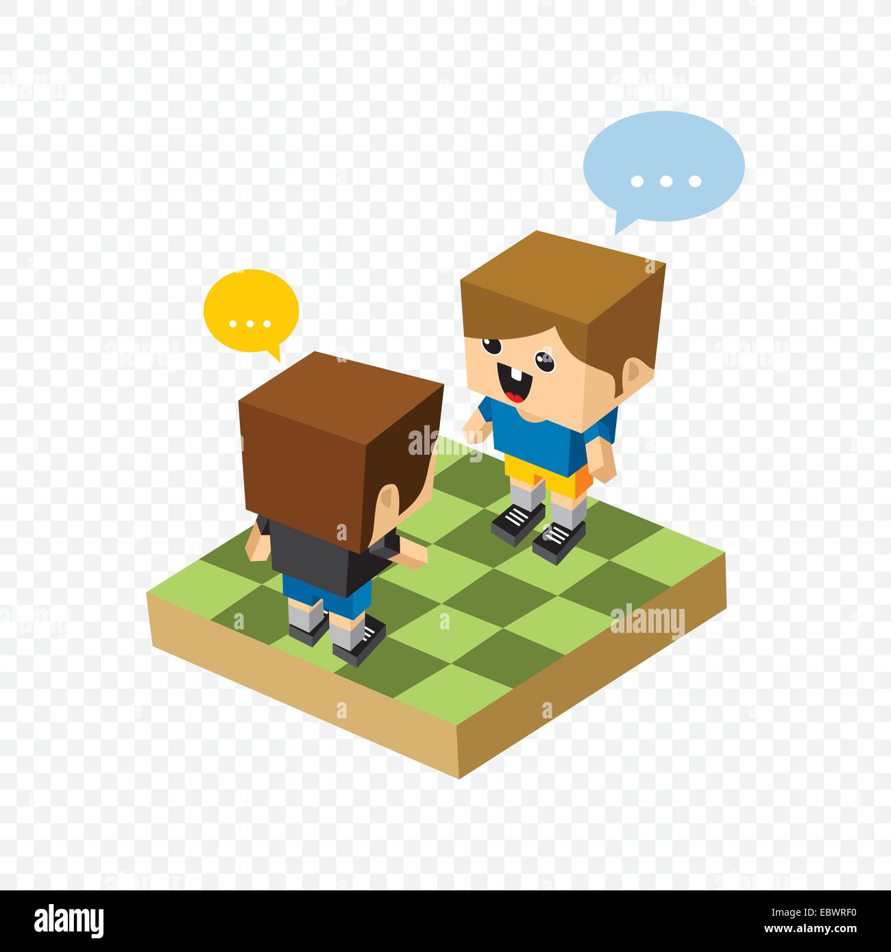 block isometric cartoon character vector illustration Stock Vector ...