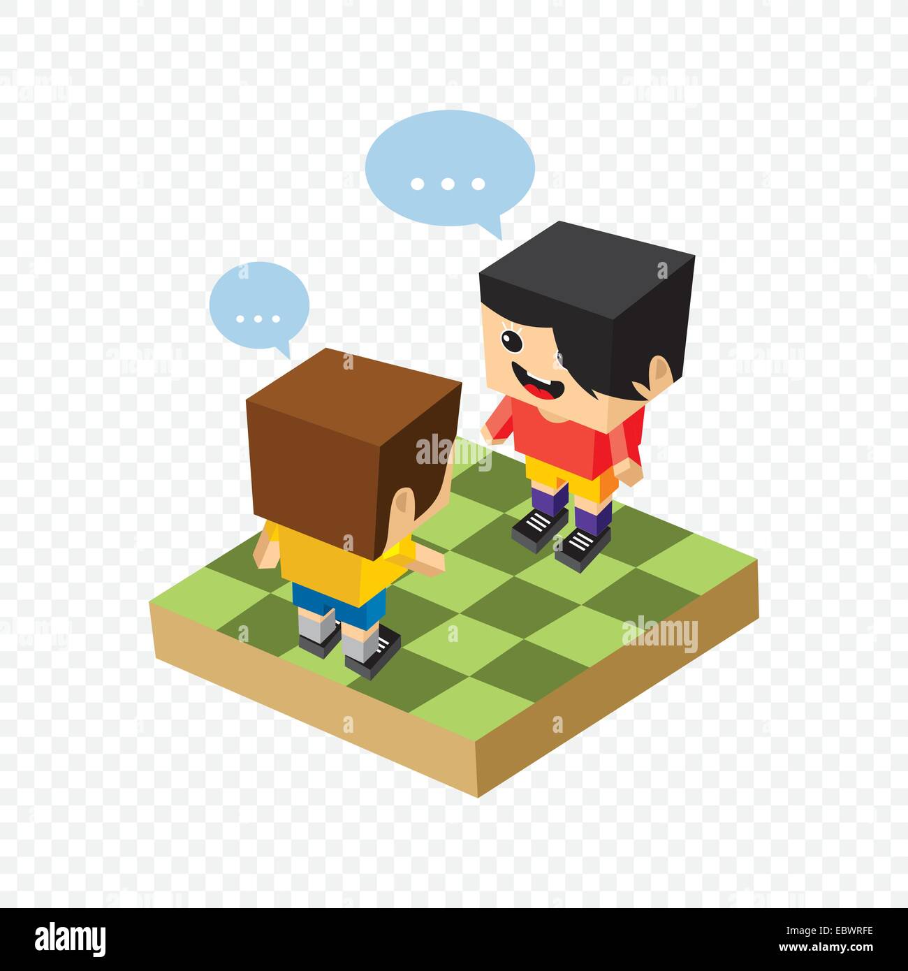 block isometric cartoon character vector illustration Stock Vector ...