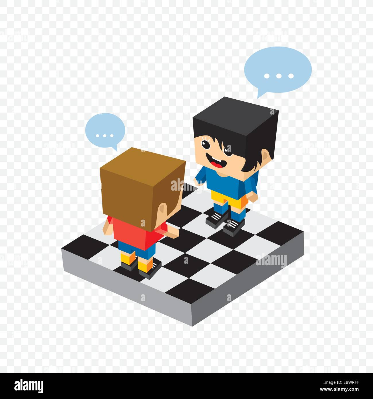 block isometric cartoon character vector illustration Stock Vector ...