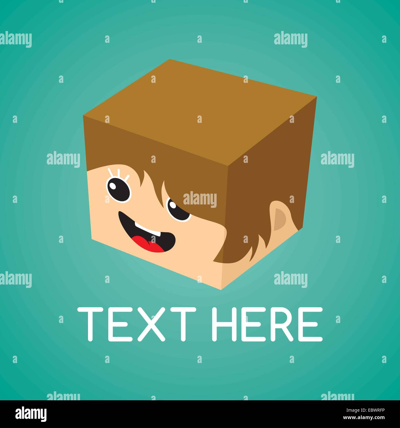 block isometric cartoon character vector illustration Stock Vector ...