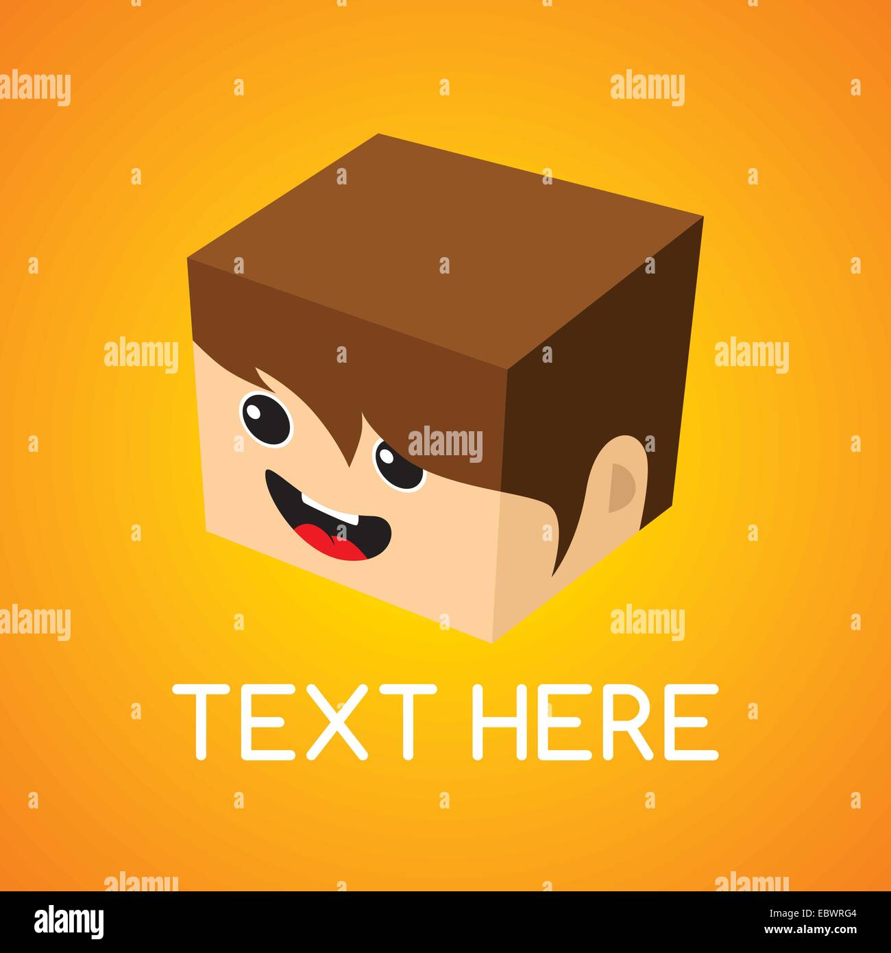 block isometric cartoon character vector illustration Stock Vector ...