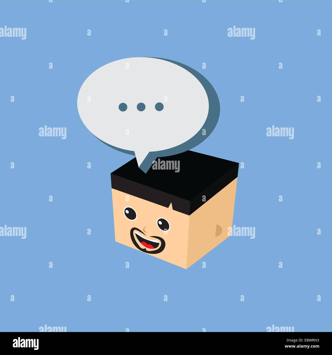 block isometric cartoon character vector illustration Stock Vector ...