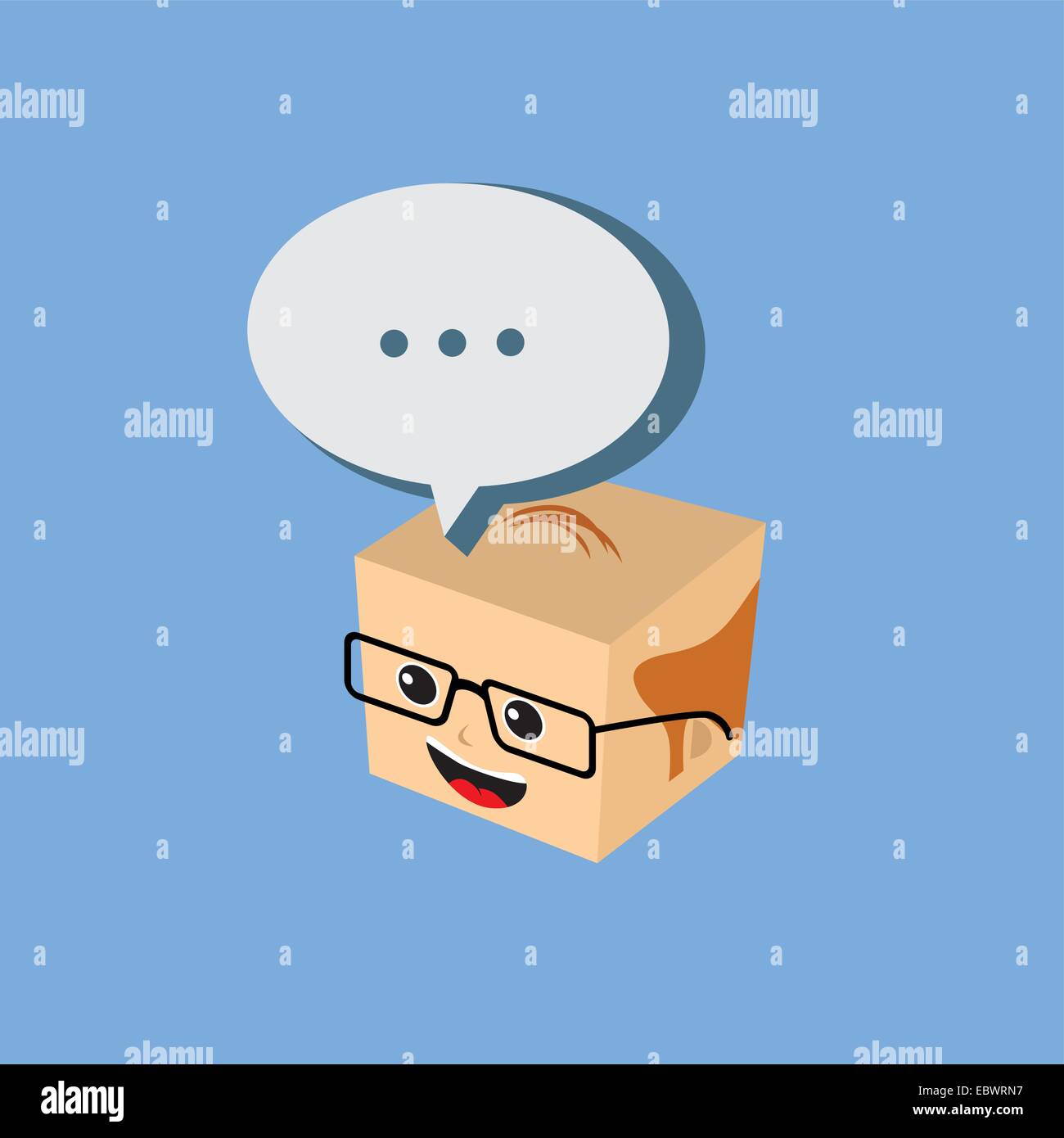 block isometric cartoon character vector illustration Stock Vector ...