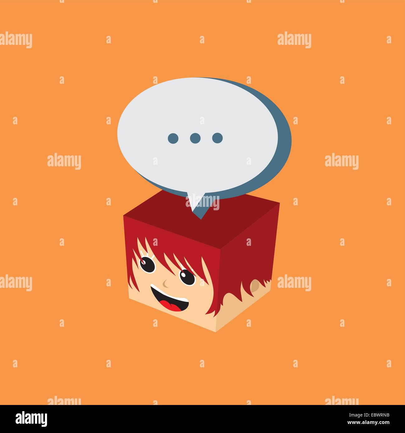 block isometric cartoon character vector illustration Stock Vector ...