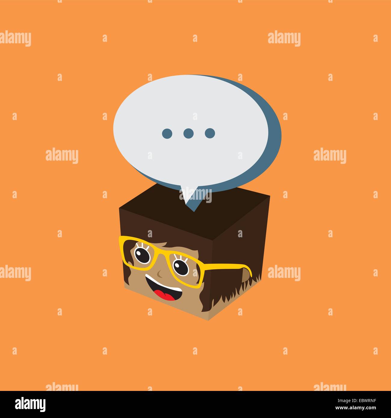 block isometric cartoon character vector illustration Stock Vector ...