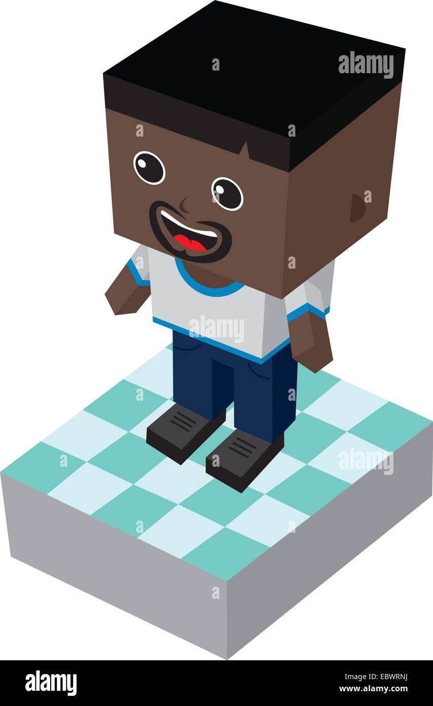 block isometric cartoon character vector illustration Stock Vector ...