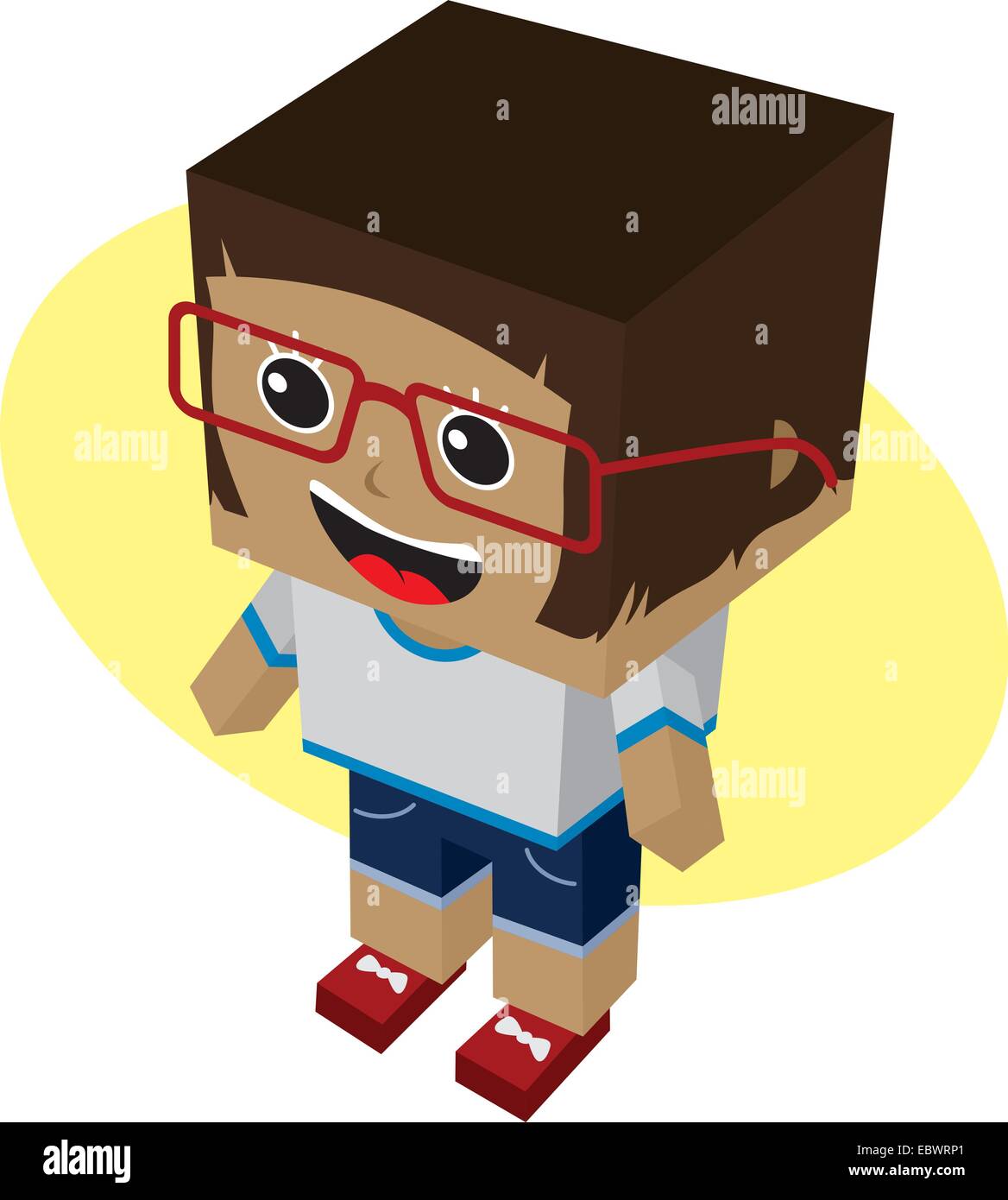 block isometric cartoon character vector illustration Stock Vector ...