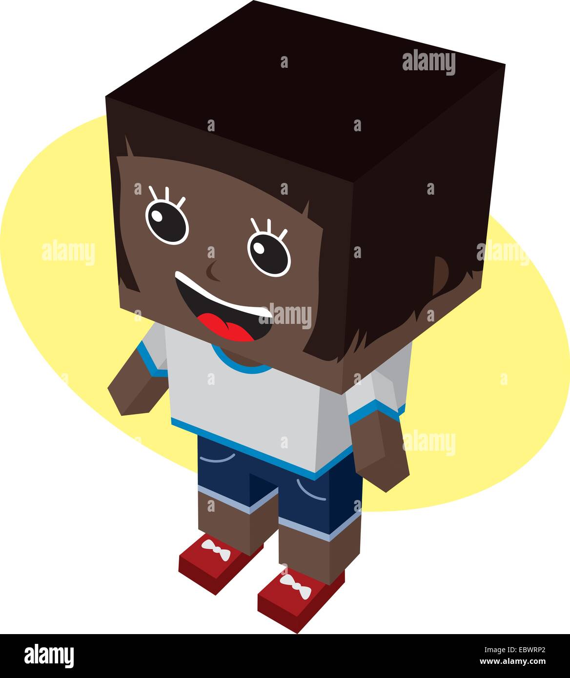 block isometric cartoon character vector illustration Stock Vector ...