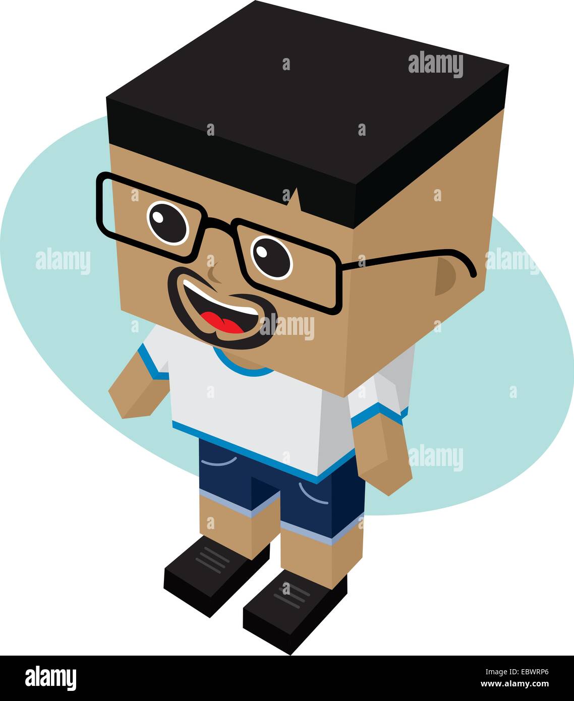 block isometric cartoon character vector illustration Stock Vector ...