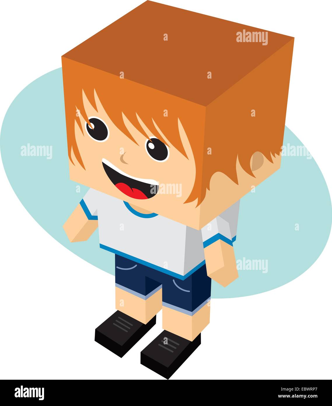 block isometric cartoon character vector illustration Stock Vector ...