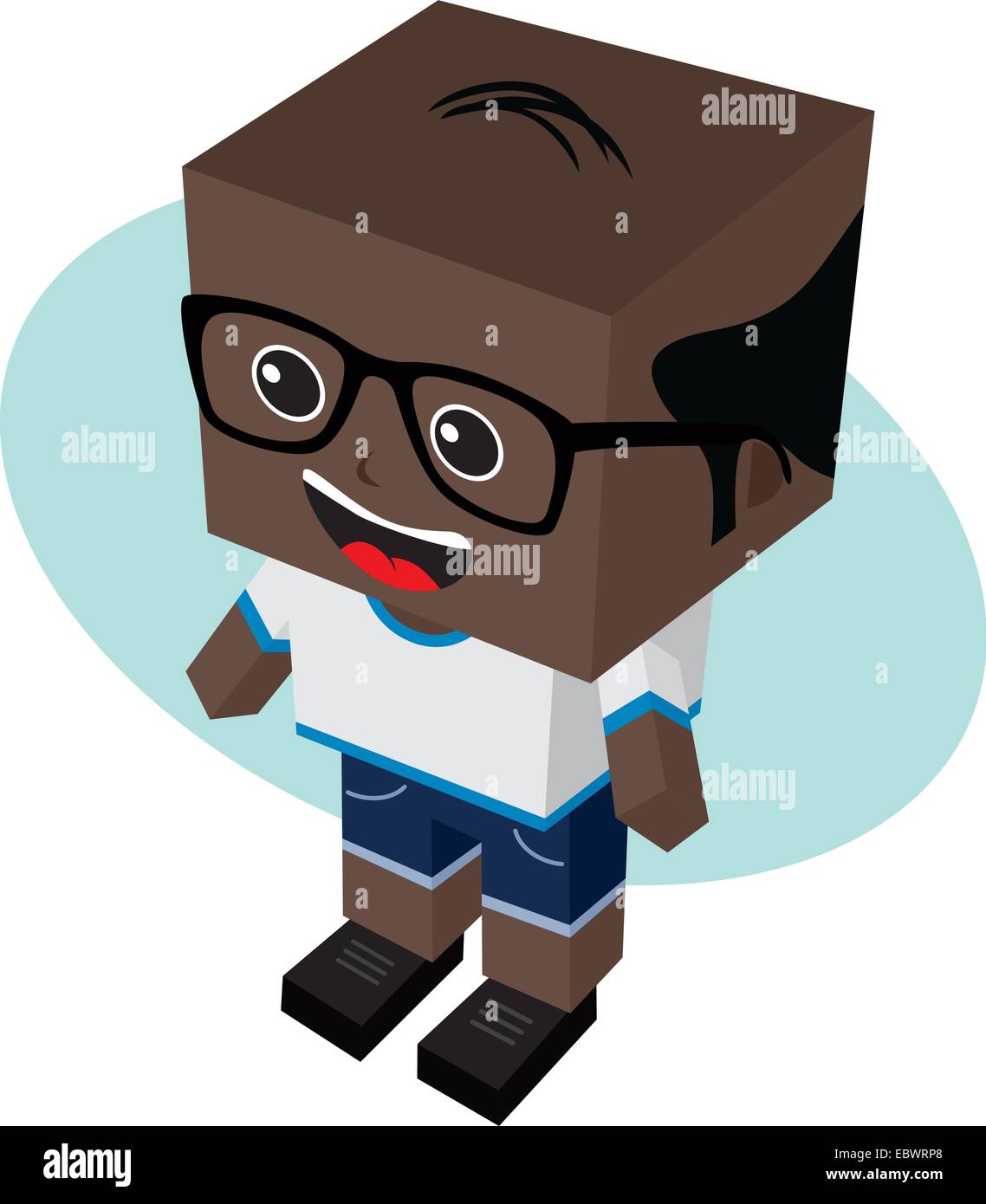 block isometric cartoon character vector illustration Stock Vector ...