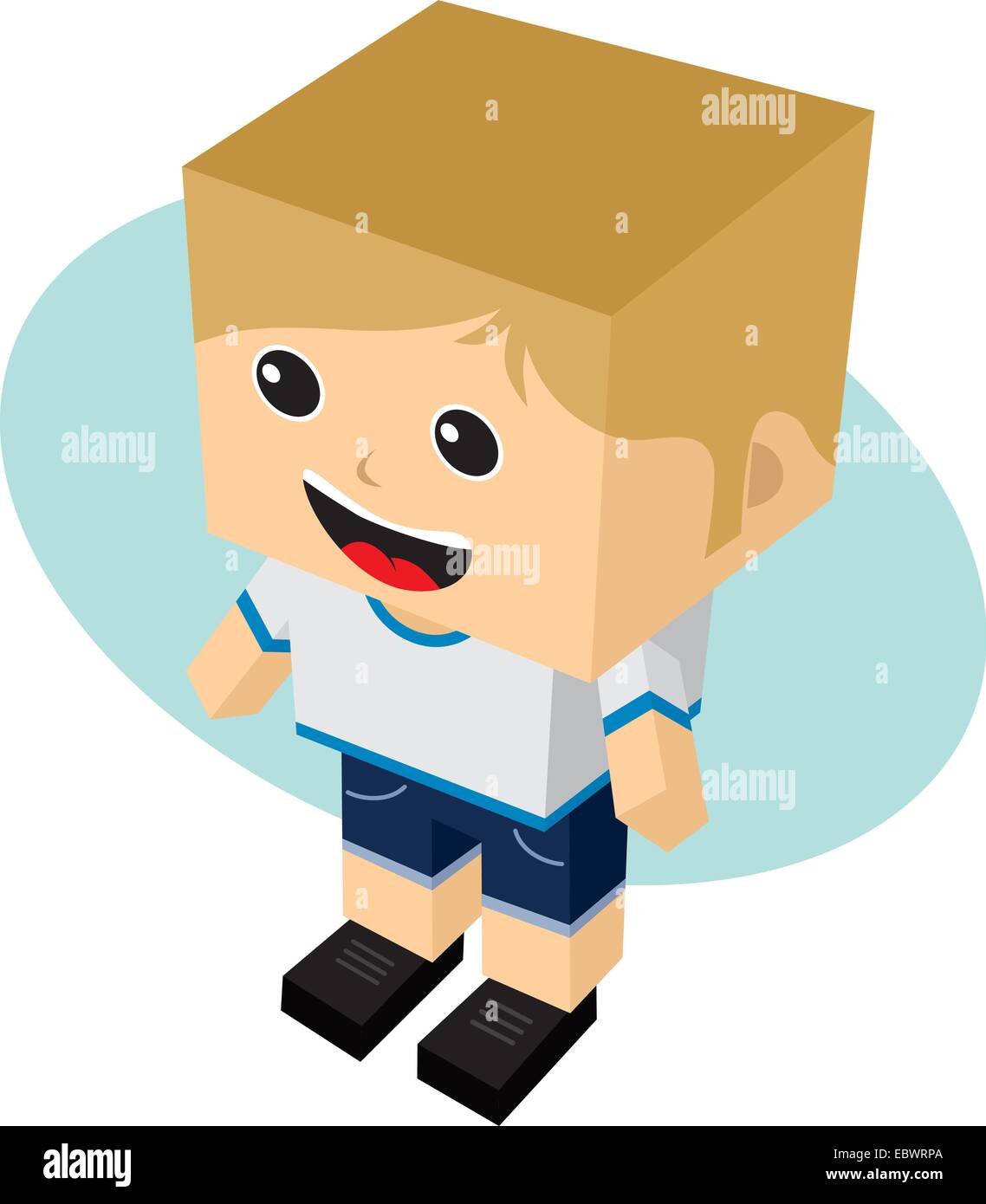 block isometric cartoon character vector illustration Stock Vector ...
