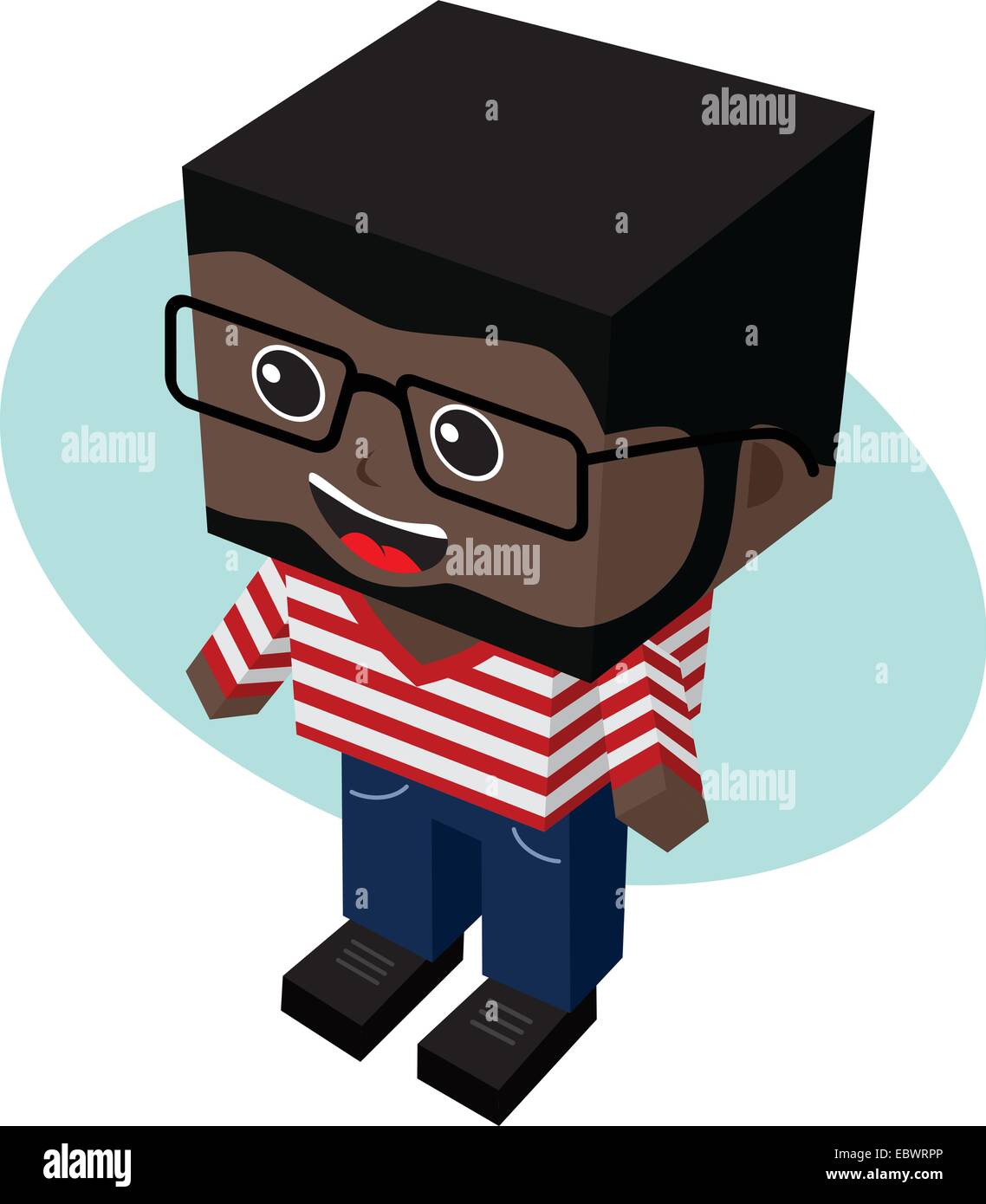 block isometric cartoon character vector illustration Stock Vector ...