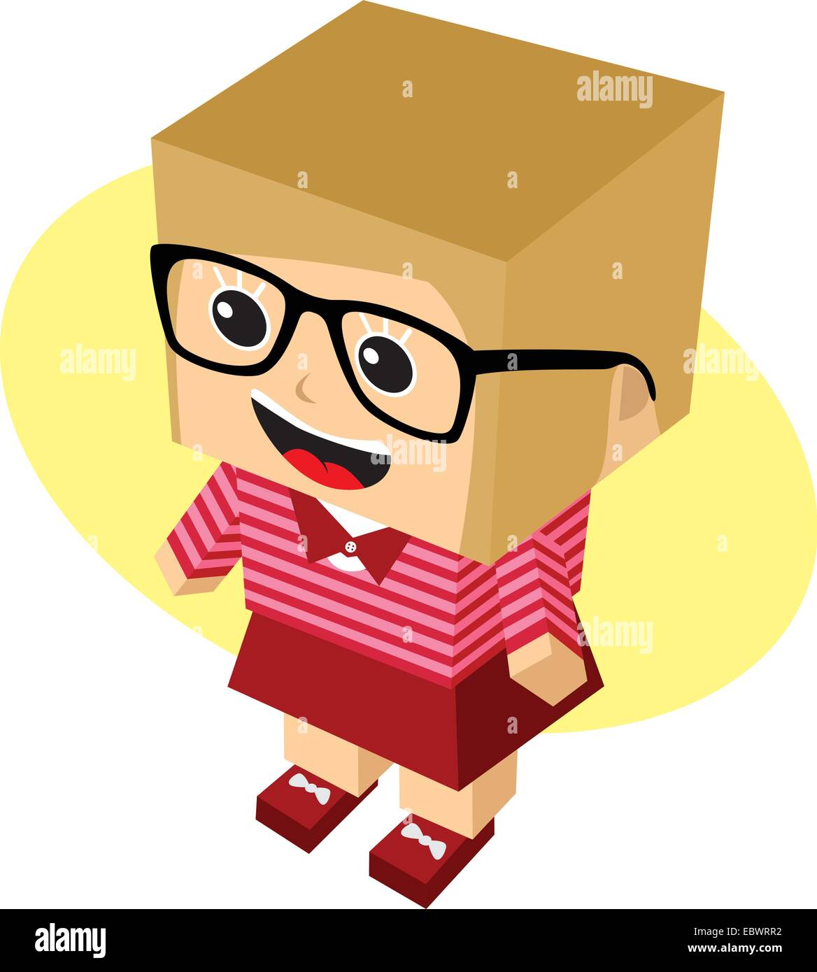 block isometric cartoon character vector illustration Stock Vector ...