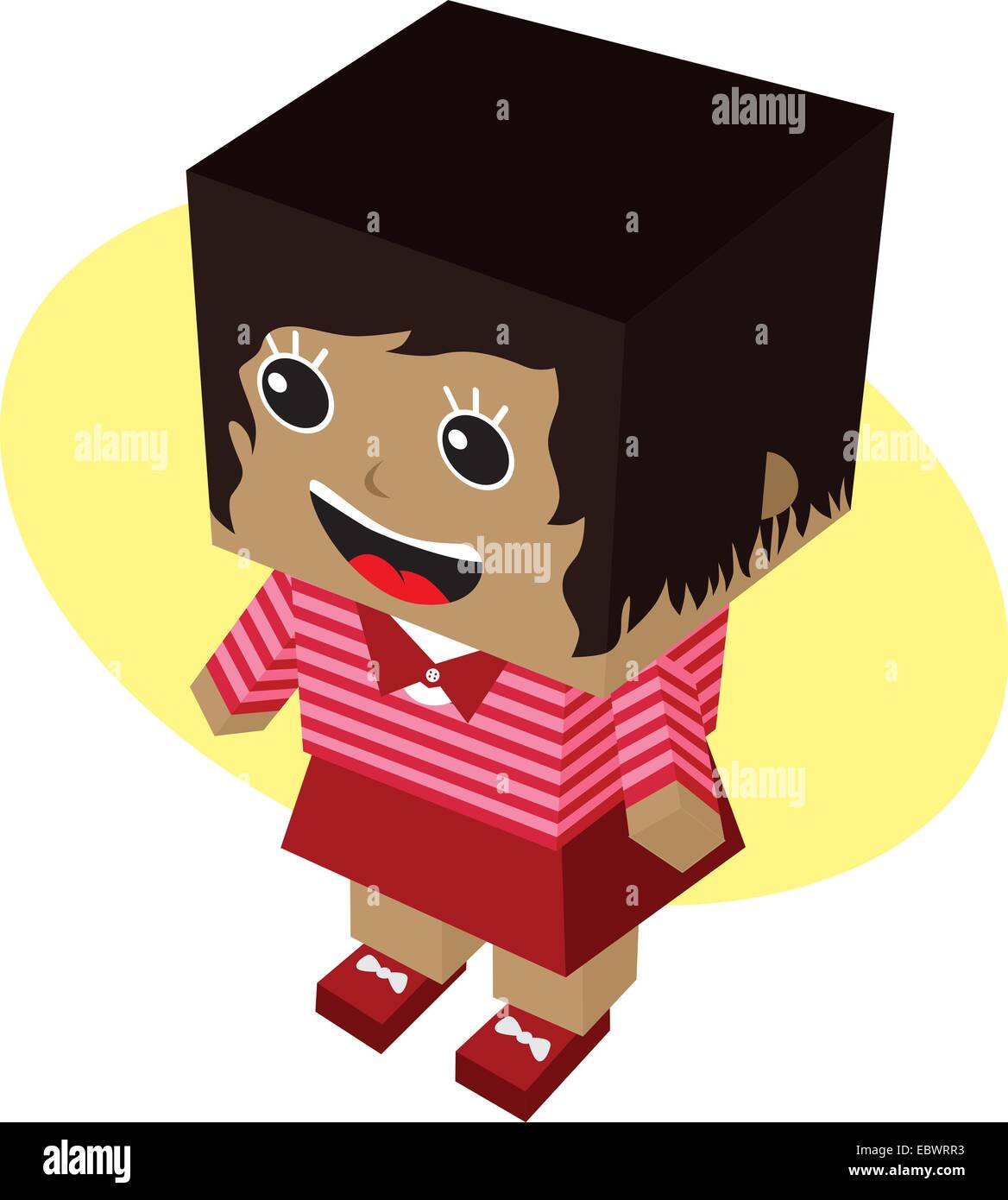 block isometric cartoon character vector illustration Stock Vector ...