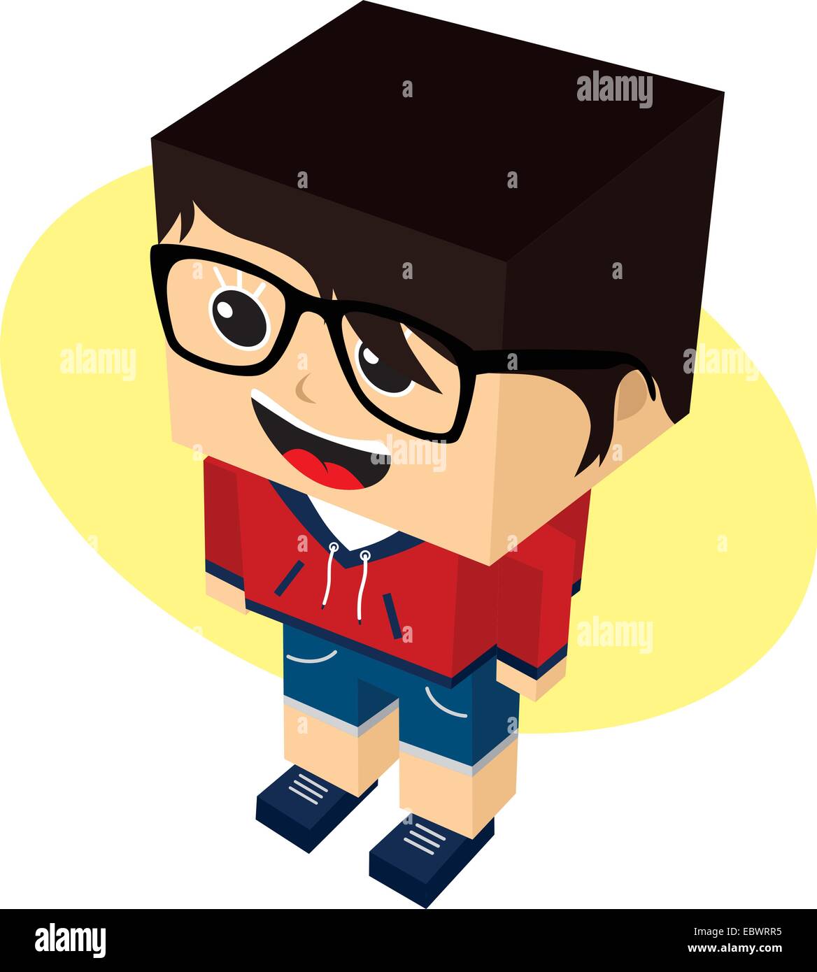 block isometric cartoon character vector illustration Stock Vector ...