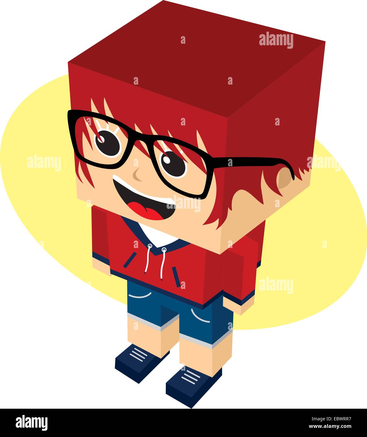 block isometric cartoon character vector illustration Stock Vector ...