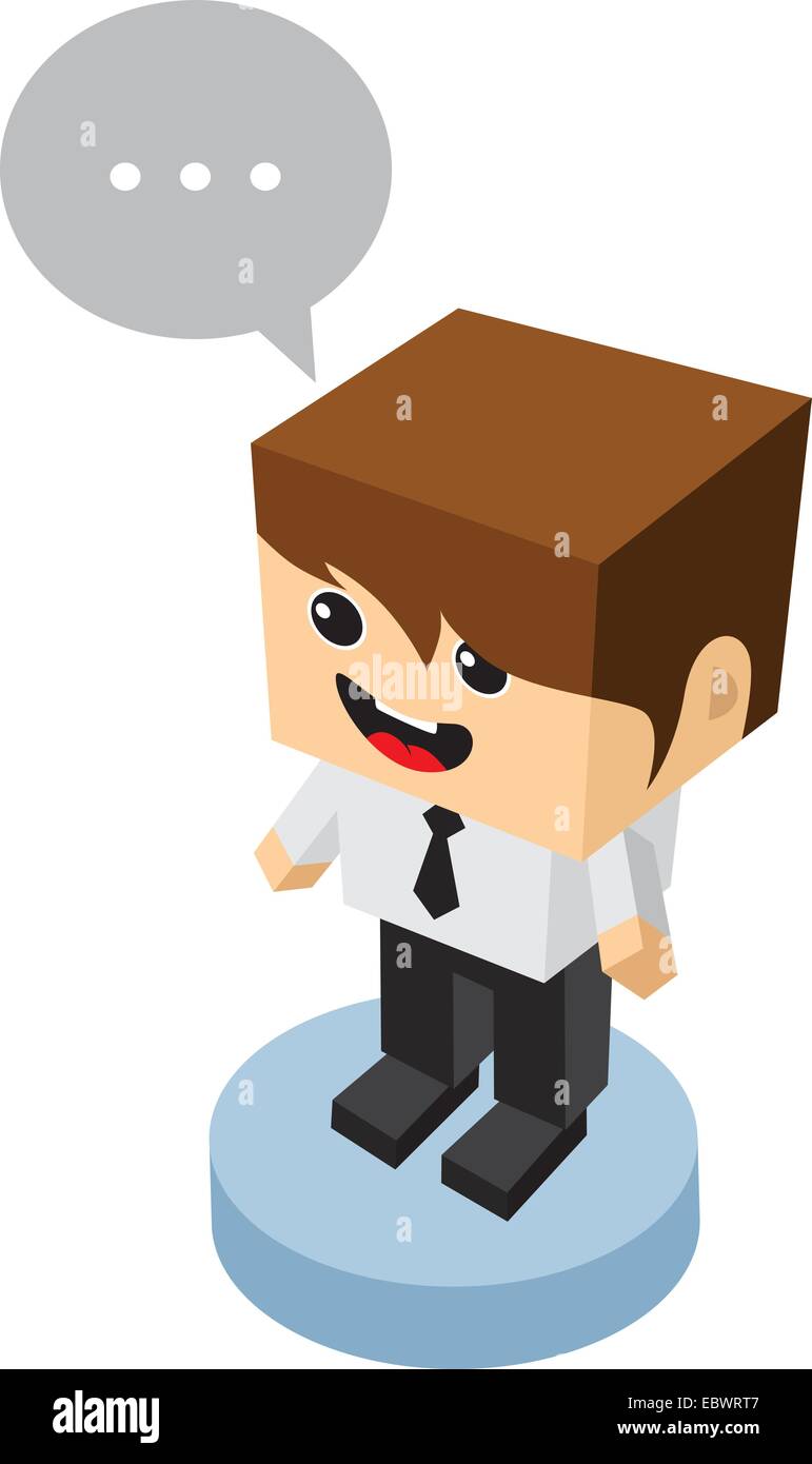 block isometric cartoon character vector illustration Stock Vector ...