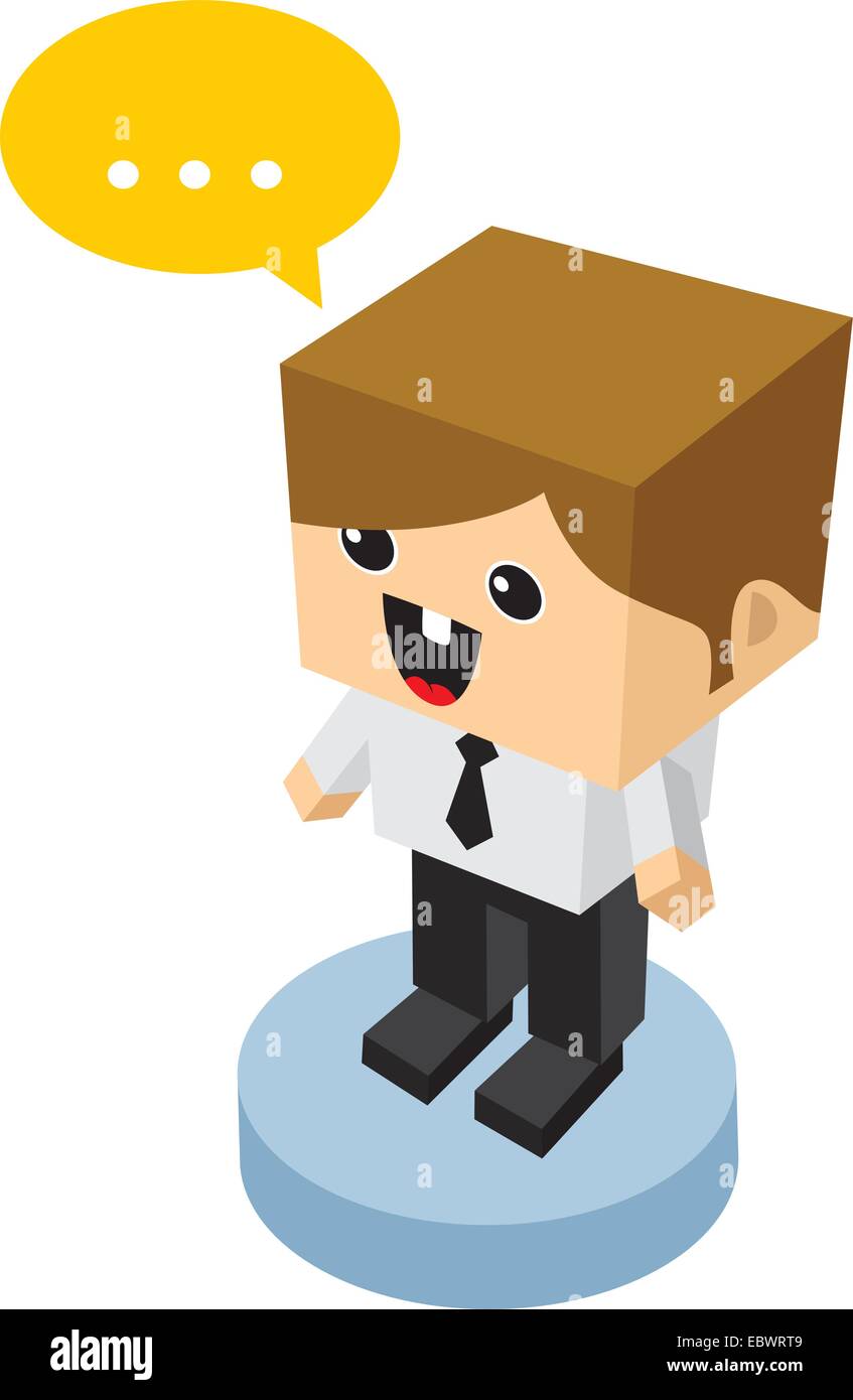 block isometric cartoon character vector illustration Stock Vector ...