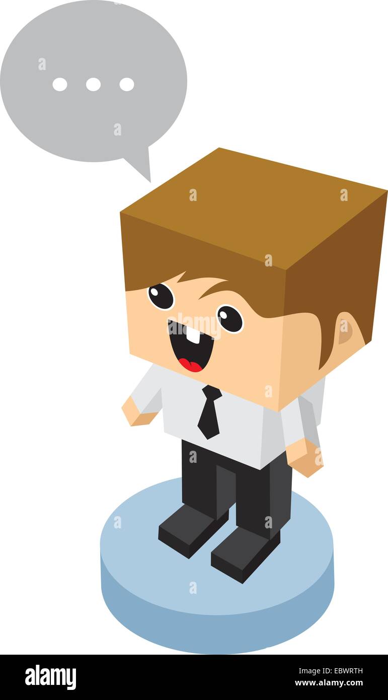 block isometric cartoon character vector illustration Stock Vector ...
