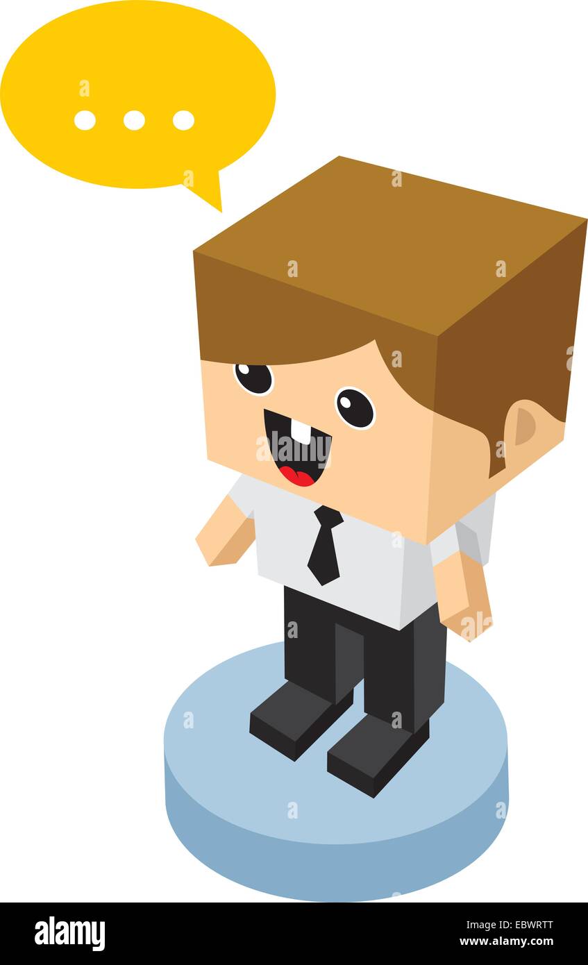 block isometric cartoon character vector illustration Stock Vector ...