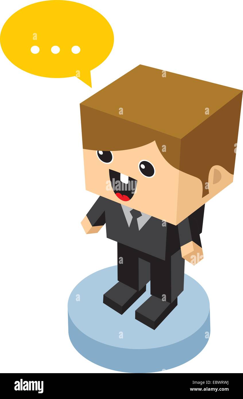 block isometric cartoon character vector illustration Stock Vector ...