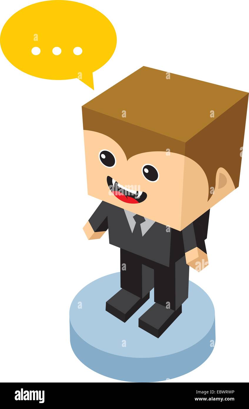 block isometric cartoon character vector illustration Stock Vector ...