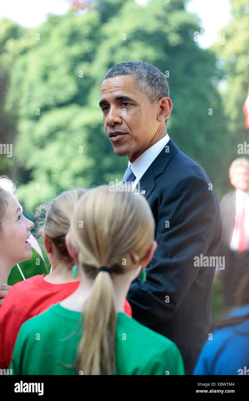 President Barack Obama during the welcoming ceremony at Bellevue Palace ...