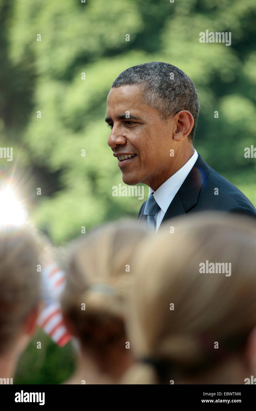 President Barack Obama during the welcoming ceremony at Bellevue Palace ...