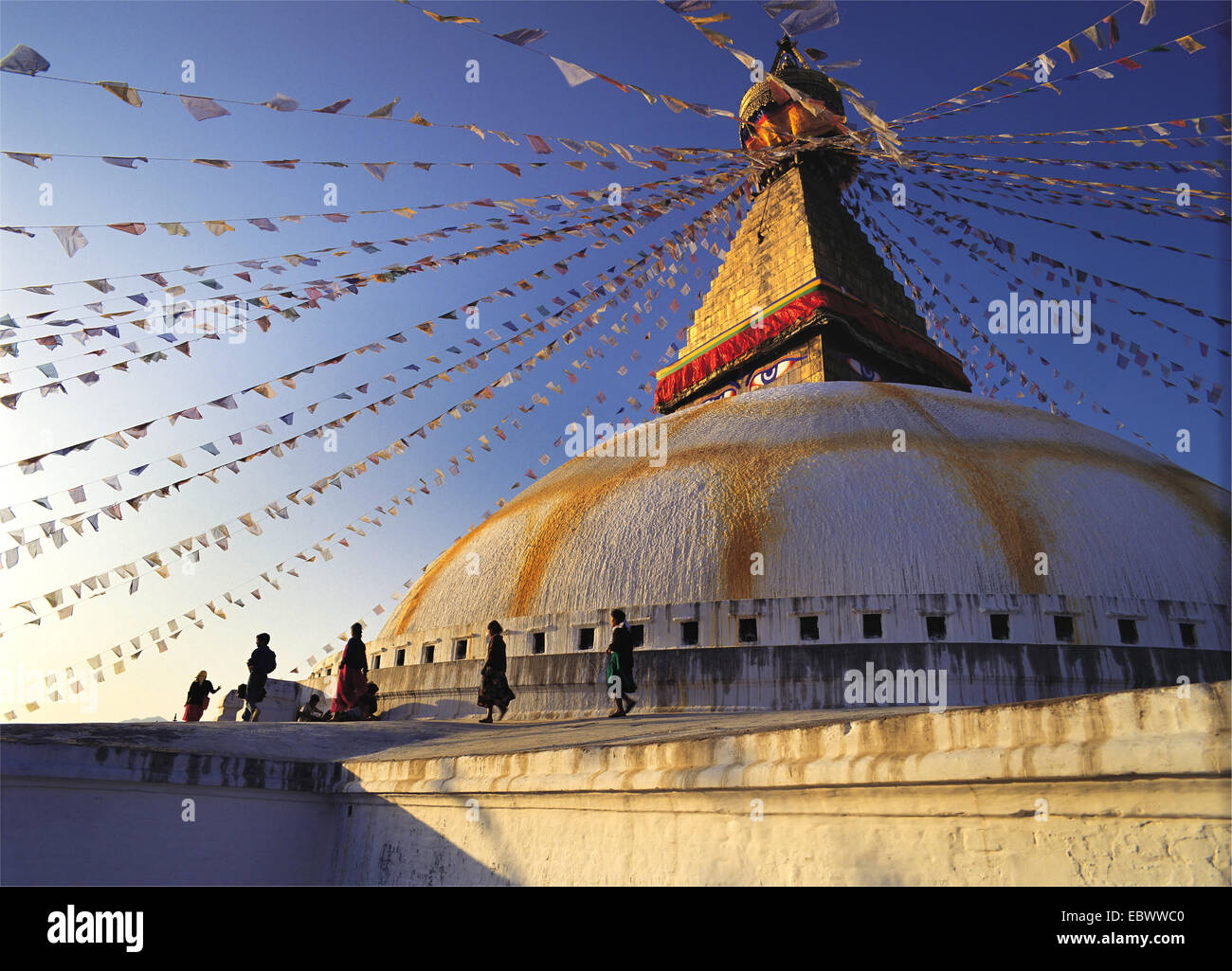 the Great Stupa in the Tibetan quarter at Boddnath or Bauda in the ...