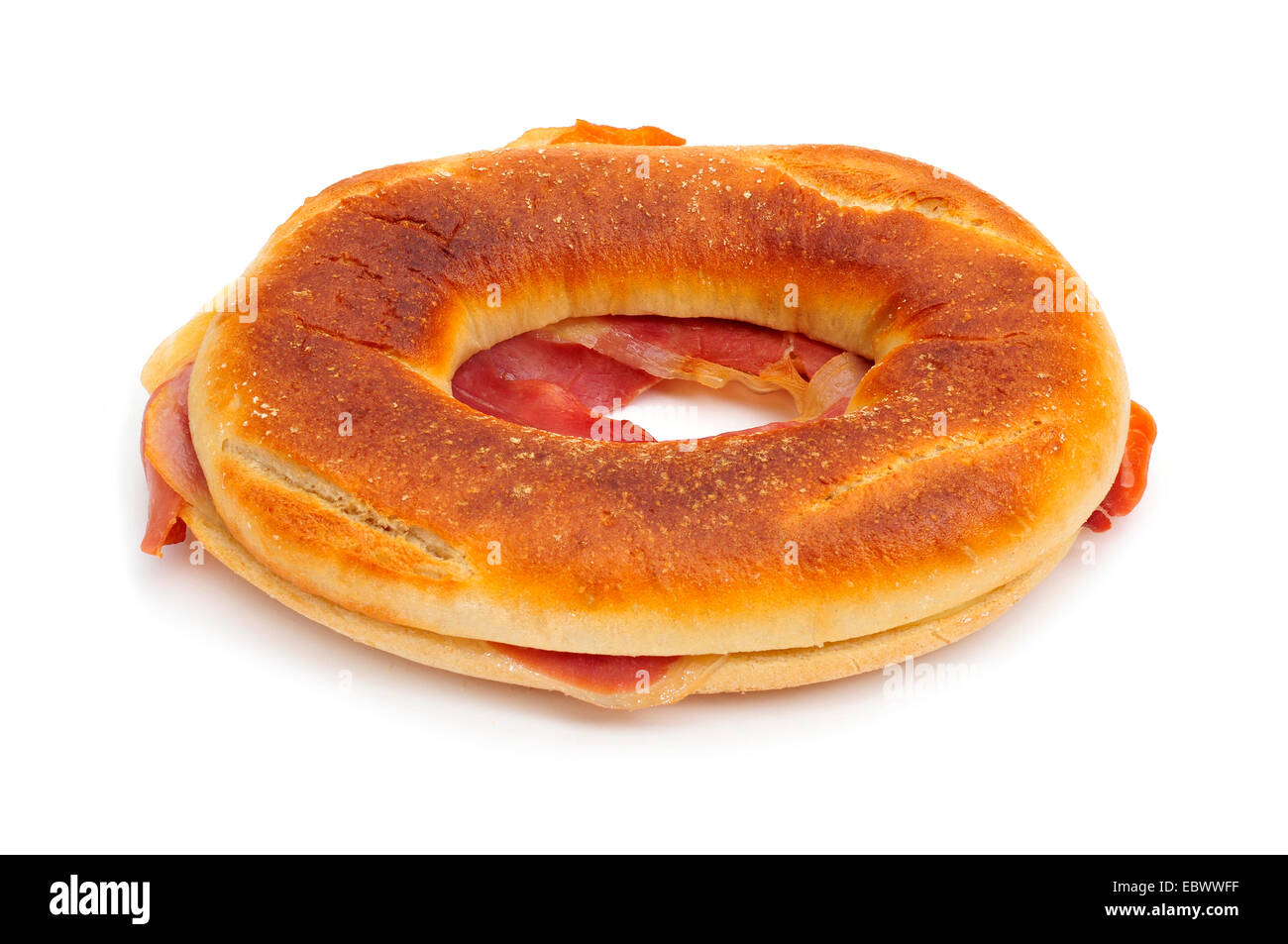a spanish rosca de jamon serrano, a donut-shaped serrano ham sandwich ...