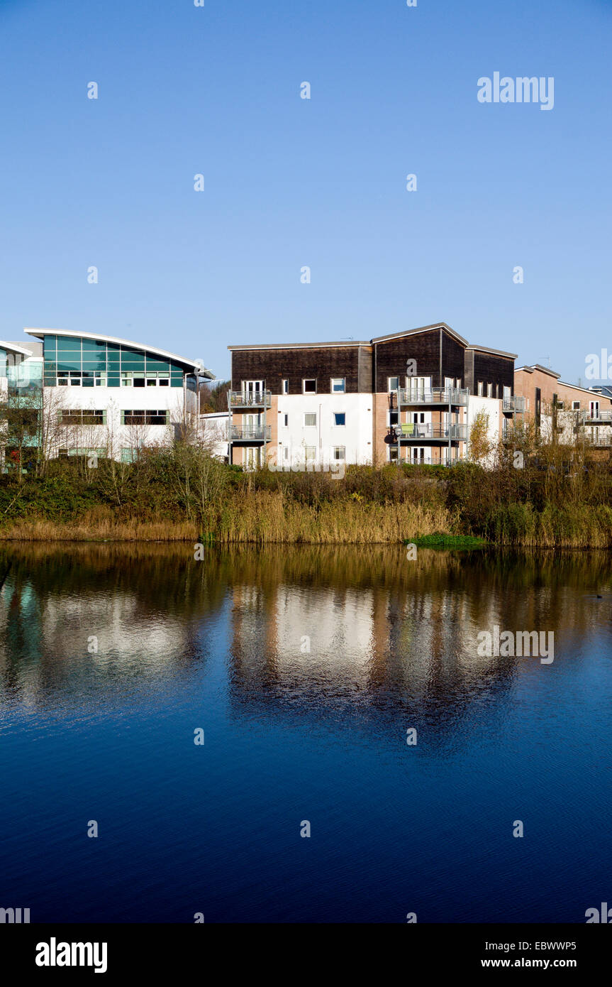 River Ely and new housing development, Cardiff, South Wales, UK Stock ...