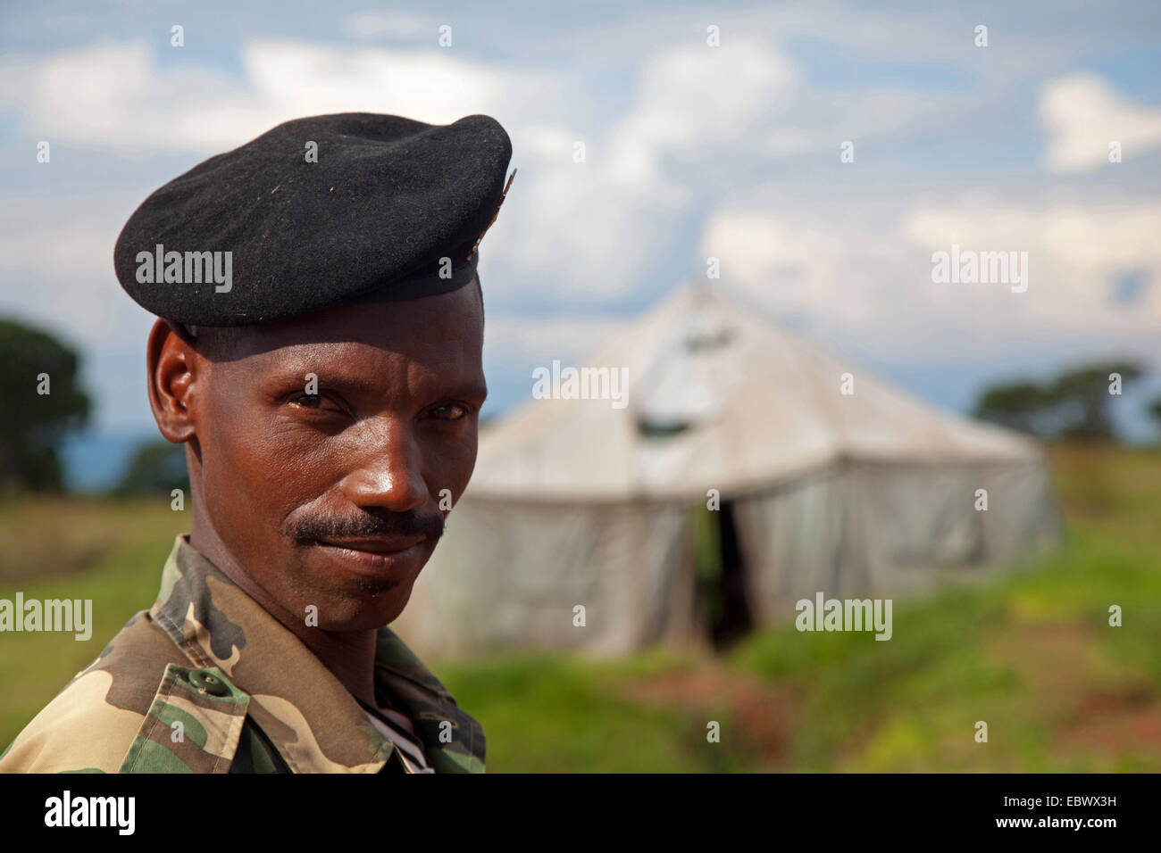 soldier guarding the entrance to the National Parc de la Ruvubu in the ...
